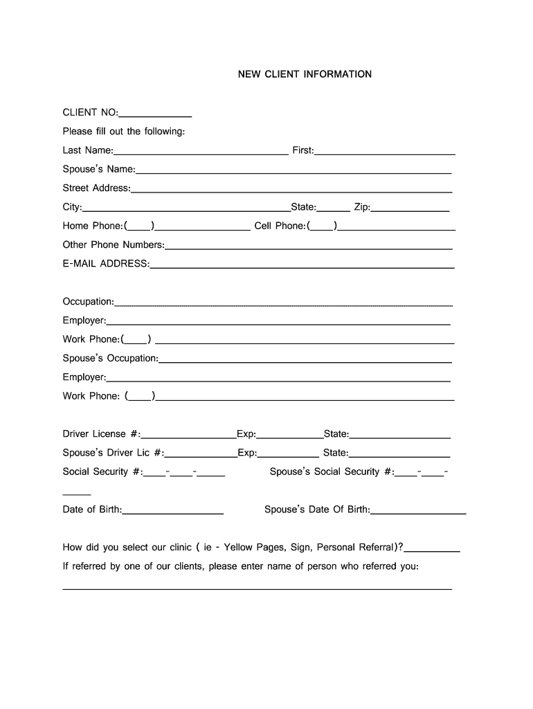 Fillable Online NEW CLIENT INFORMATION CLIENT NO - Washington Veterinary ... Fax Email Print ...
