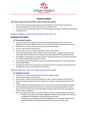 Fillable Online SECTION 21 NOTICES Fax Email Print - pdfFiller