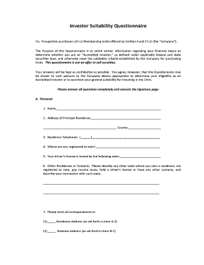 Fillable Online Investor Suitability Questionnaire.docx Fax Email Print ...
