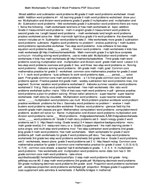 Fillable Online slsyy Math Worksheets For Grade 2 Word Problems PDF ...