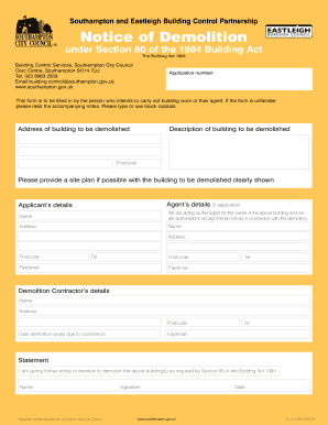 Fillable Online southampton gov under Section 80 of the 1984 Building ...