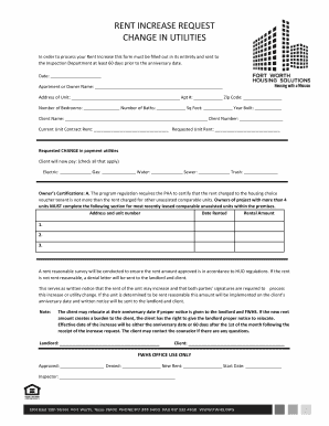 Fillable Online fwhs RENT INCREASE REQUEST & VERIFICATION OF UTILITIES Fax Email Print - pdfFiller