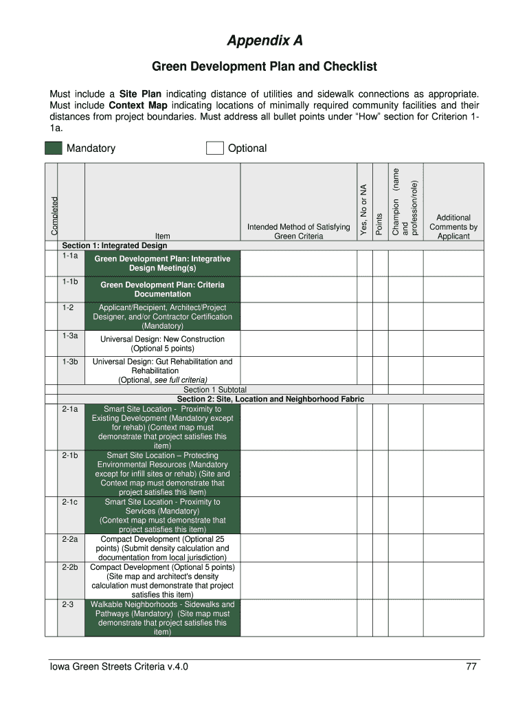 Fillable Online cedar-rapids Green Development Plan and Checklist Fax ...