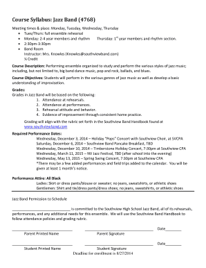 Fillable Online Course Syllabus: Jazz Band (4768) Fax Email Print ...