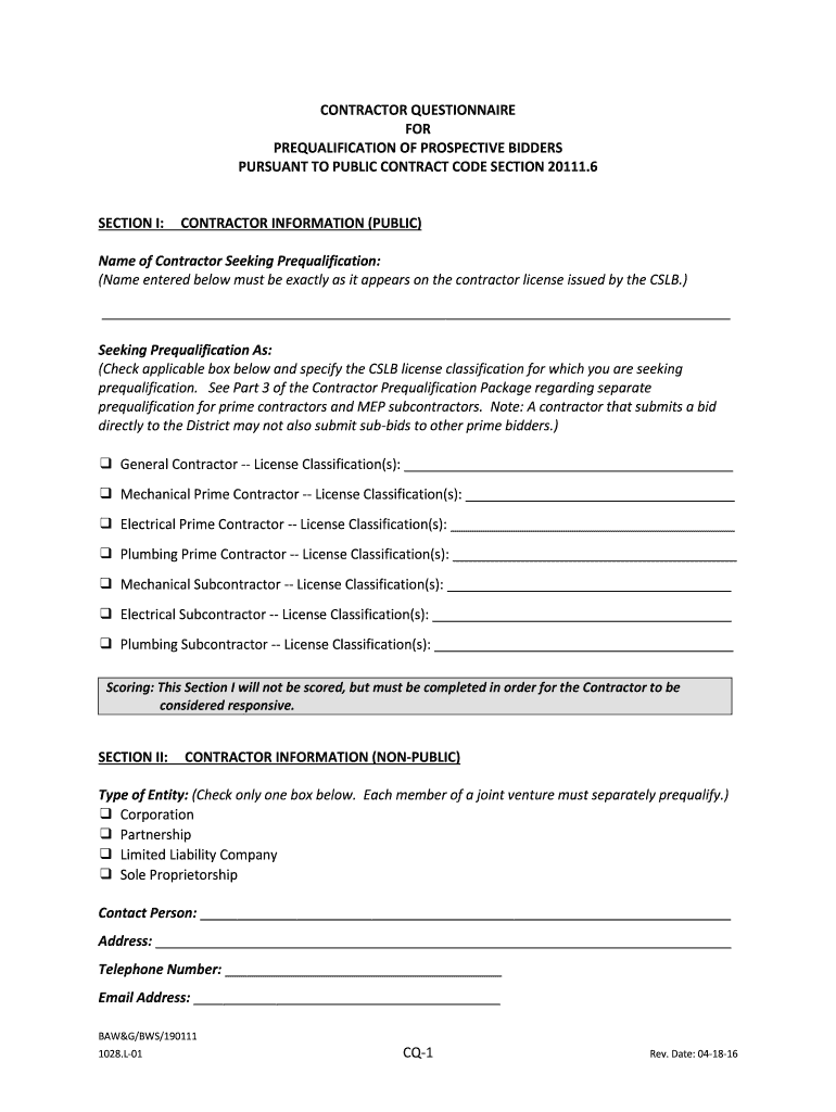 Fillable Online alvordschools CONTRACTOR PREQUALIFICATION PACKAGE Fax Email Print - pdfFiller