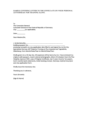 Fillable Online SAMPLE COVERING LETTER TO THE CONSULATE ON YOUR ...