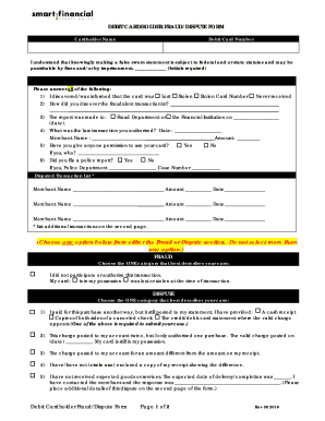 Fillable Online smartcu DEBIT CARDHOLDER FRAUD/DISPUTE FORM - smartcu ...