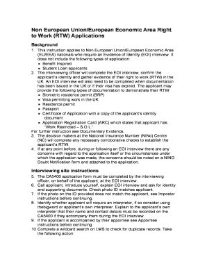 Fillable Online NINo staff guide: Non-EU/EEA Right to Work applications ...