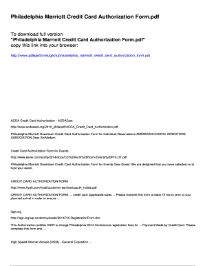 Fillable Online Philadelphia Marriott Credit Card Authorization Form ...
