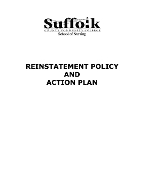 Fillable Online department sunysuffolk Reinstatement Action Plan ...