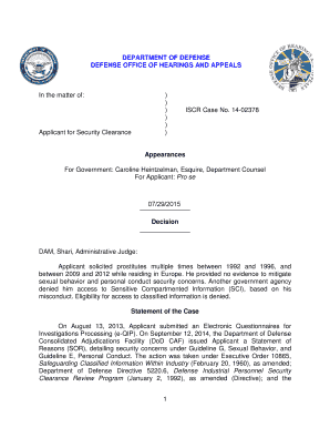 Fillable Online dod For Government: Caroline Heintzelman, Esquire ...