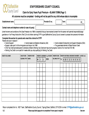 Fillable Online staffordshire gov EYPP-Claim-form - staffordshire gov ...