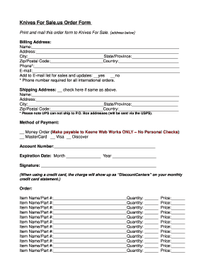 Fillable Online knivesforsale Knives For Sale.us Order Form ...