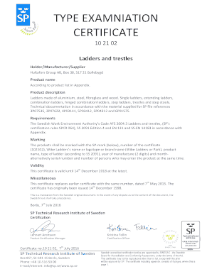 Fillable Online TYPE EXAMNIATION CERTIFICATE - Fax Email Print - pdfFiller