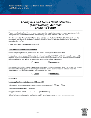 Fillable Online datsip qld gov Land Holding Act Enquiry Form. Land ...