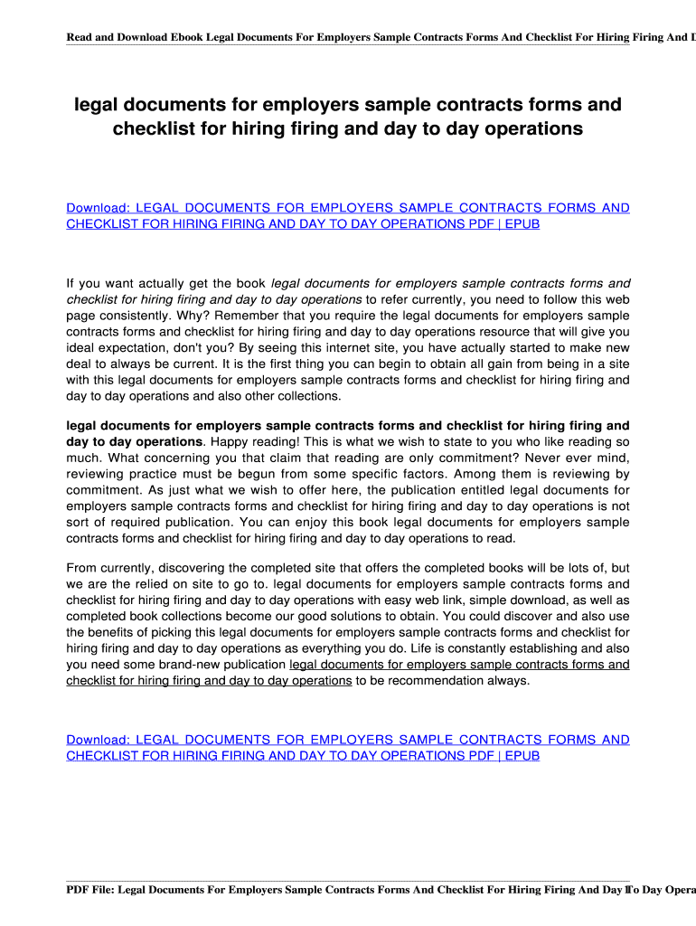 Fillable Online 144 217 85 LEGAL DOCUMENTS FOR EMPLOYERS SAMPLE ...