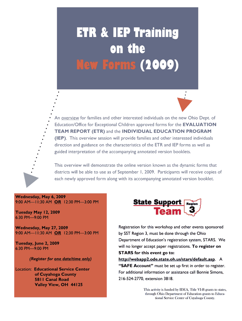 Fillable Online ETR & IEP Training on the New Forms (2009) Fax Email ...