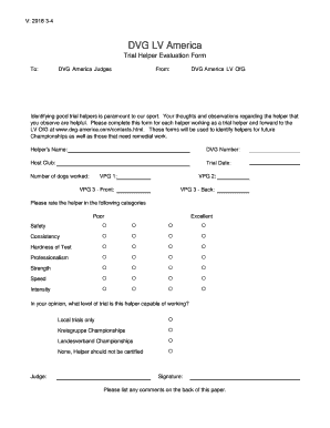 Fillable Online Trial Helper Evaluation Form - DVG America Fax Email ...