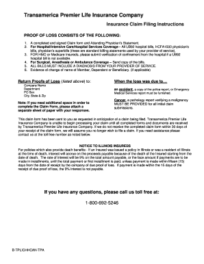 Fillable Online Insurance Claim Filing Instructions Fax Email Print ...