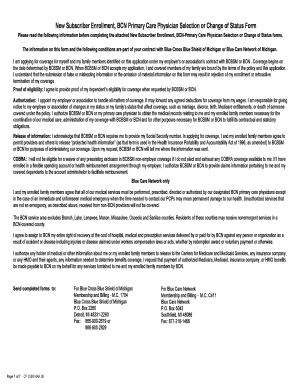 Fillable Online nationalemployeeshealthplan BCBSM New Subscriber ...