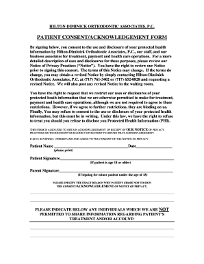 Fillable Online PATIENT CONSENT/ACKNOWLEDGEMENT FORM Fax Email Print ...