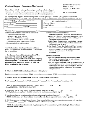 Fillable Online Custom Support Structure Worksheet Fax Email Print - pdfFiller