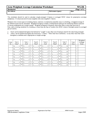 Fillable Online Area Weighted Average Calculation Worksheet WS-2R Fax ...