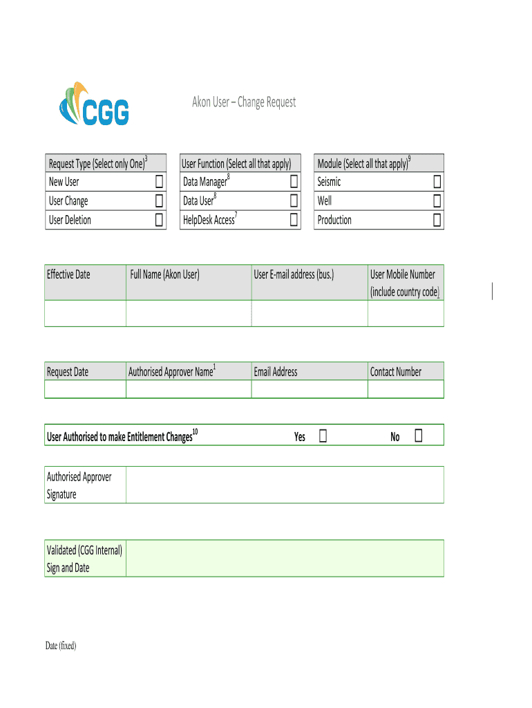 Fillable Online Akon User Change Request Fax Email Print - pdfFiller