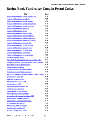 Fillable Online rympl Recipe Book Fundraiser Canada Postal Codes ...