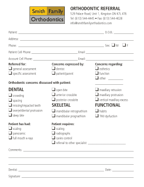 Fillable Online referral form download - Smith Family Orthodontics Fax ...