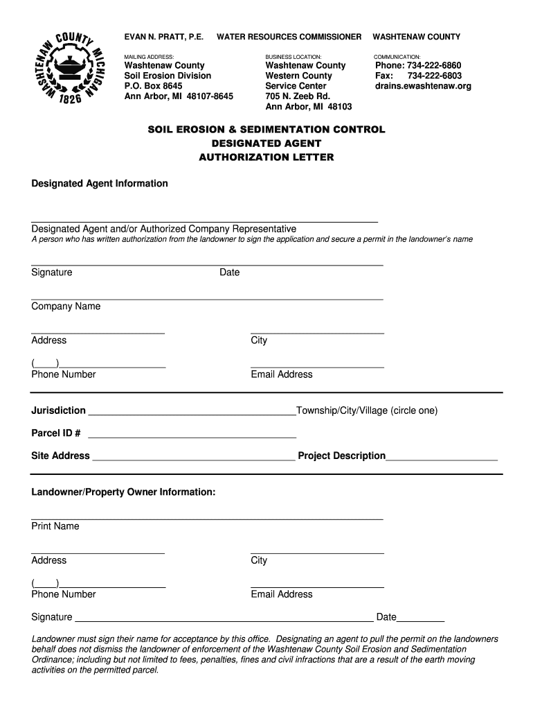Fillable Online ewashtenaw Designated Agent Letter - Washtenaw County - ewashtenaw Fax Email ...