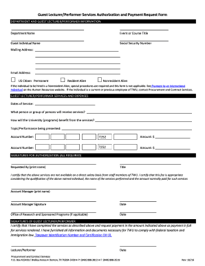 Fillable Online twu Guest Lecturer/Performer Authorization and Payment ...