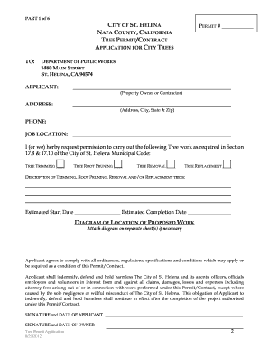 Fillable Online APPLICATIONS FOR TREE WORK - cityofsthelena.org Fax ...