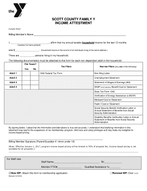 Fillable Online ymcacampabelincoln INCOME ATTESTMENT Fax Email Print ...