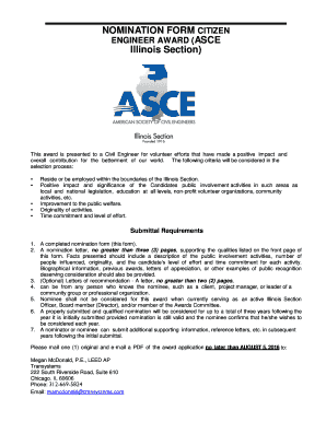 Fillable Online isasce NOMINATION FORM CITIZEN ENGINEER AWARD (ASCE ...