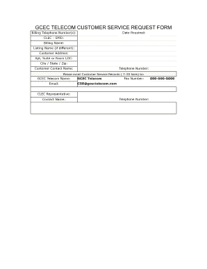 Fillable Online CSR REQUEST FORM - Grayson Collin Communications Fax ...