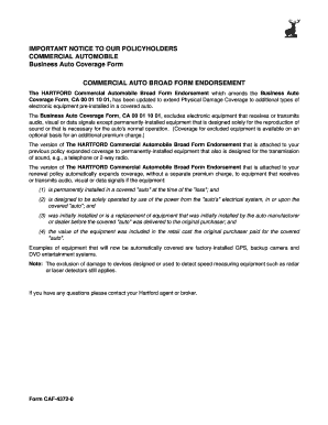 Fillable Online COMMERCIAL AUTO BROAD FORM ENDORSEMENT Fax Email Print ...