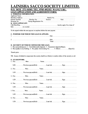 Fillable Online lainishasacco co Loan Application Form - Lainisha Sacco ...