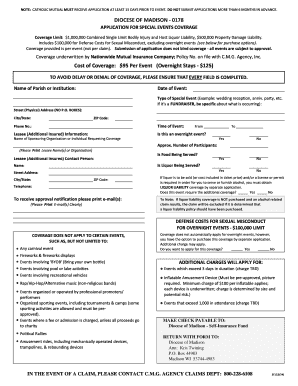 Fillable Online madisondiocese WHAT IS SPECIAL EVENTS COVERAGE Fax Email Print - pdfFiller