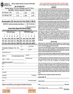Fillable Online OFFICIAL AMERICAN KENNEL CLUB AGILITY ENTRY FORM THIS ...