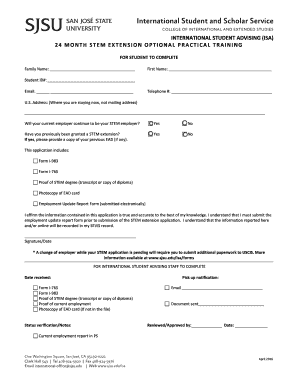 Fillable Online sjsu INTERNATIONAL STUDENT ADVISING (ISA) Fax Email ...