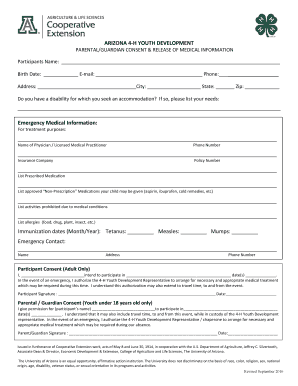 Fillable Online extension arizona ARIZONA 4-H YOUTH DEVELOPMENT ...