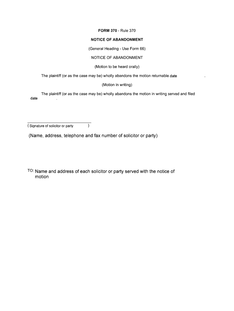 Fillable Online FORM 370 - Rule 370 Fax Email Print - pdfFiller