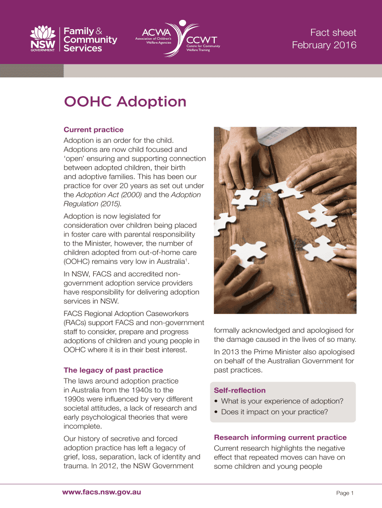 Fillable Online OOHC Adoption Fax Email Print - pdfFiller