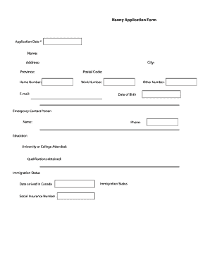 Fillable Online Nanny Application Form - Shelly's Nannies Inc Fax Email ...
