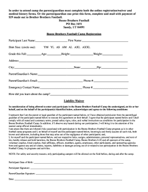 Fillable Online Printable Registration/Waiver/Medical Forms - Boone ...
