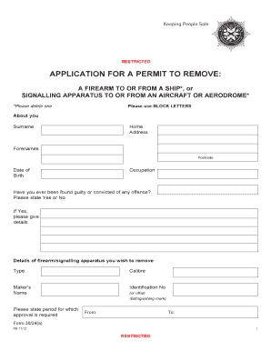 Fillable Online psni police APPLICATION FOR A PERMIT TO REMOVE: - psni ...