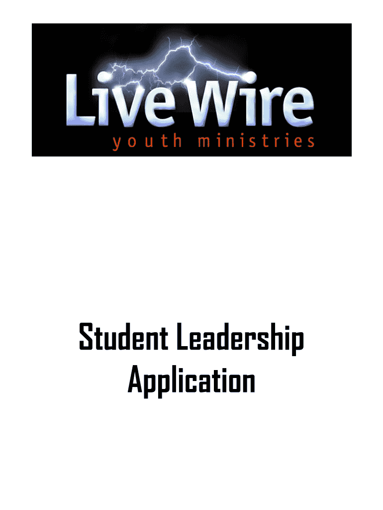 Fillable Online LiveWire Youth Ministry Student Leadership Team ...