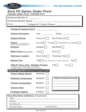 Fillable Online Sure Fit Series Order Form - Speedway Motors Fax Email ...