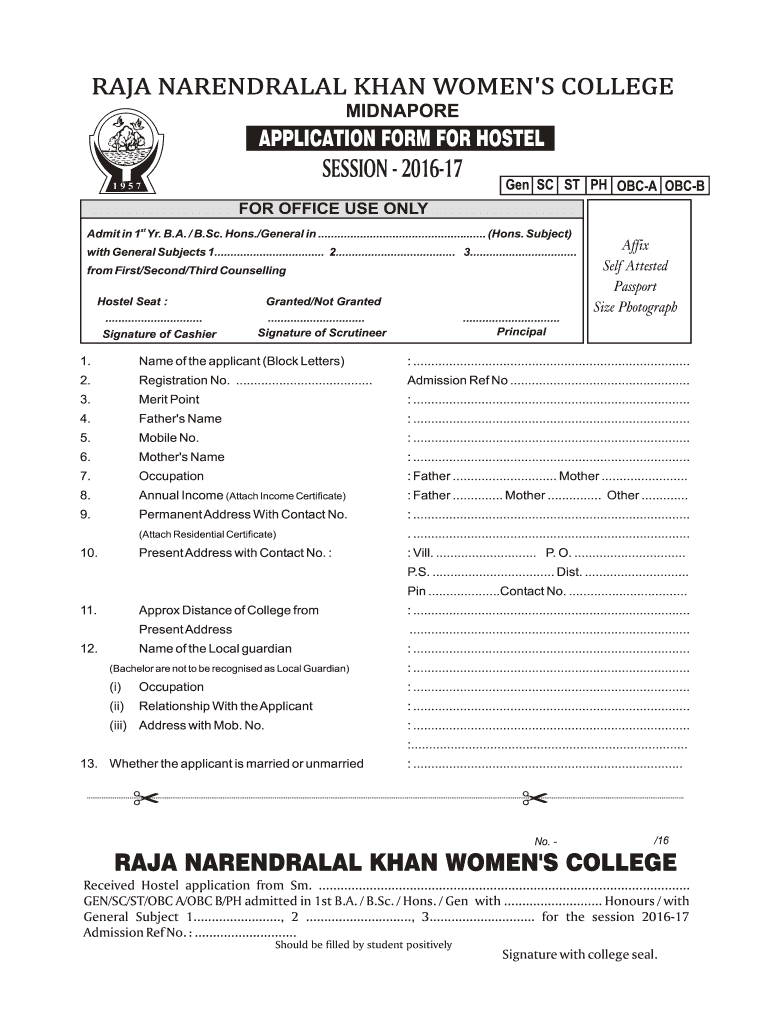 Fillable Online rnlkwc Application form for Hostel-2016 - rnlkwc.org ...